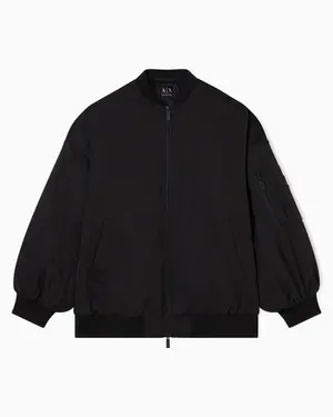 Armani Exchange Bomber Jacket With Ruffles On The Back - Black