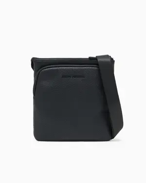 Armani Exchange Faux Leather Shoulder Bag With Logo - Black
