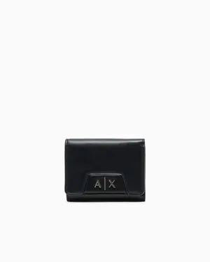 Armani Exchange Compact Wallet With Logo - Black