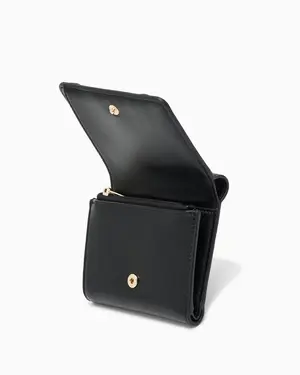 Armani Exchange Compact Wallet With Logo - Black