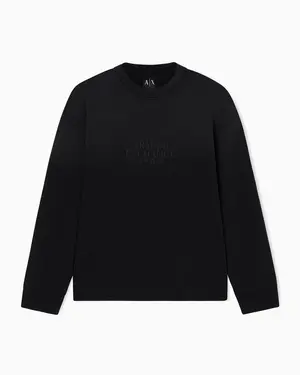 Armani Exchange Used-effect Crewneck Sweatshirt With Logo - Black