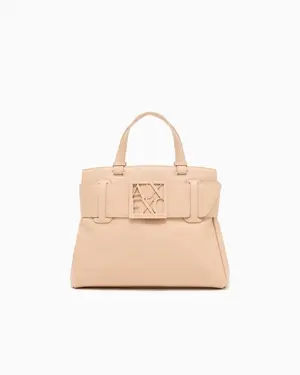 Armani Exchange Soft Shopping Bag With Outer Coating - Beige