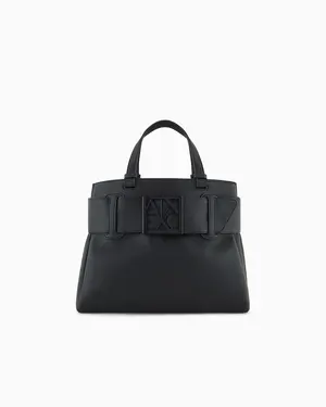 Armani Exchange Soft Shopping Bag With Outer Coating - Black