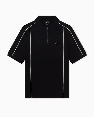 Armani Exchange Classic Cotton Piqué Polo Shirt - Black