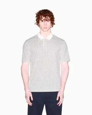 Armani Exchange Regular Fit Polo Shirt In Stretch Cotton Piqu - Beige