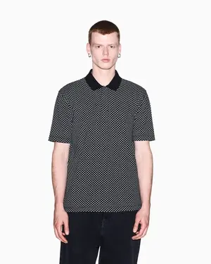 Armani Exchange Regular Fit Polo Shirt In Stretch Cotton Piqu - Black