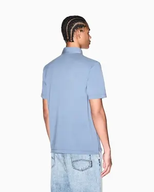 Armani Exchange Cotton Polo Shirt - Light Blue