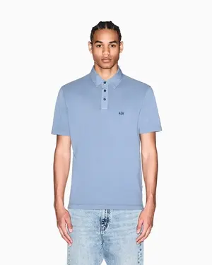 Armani Exchange Cotton Polo Shirt - Light Blue