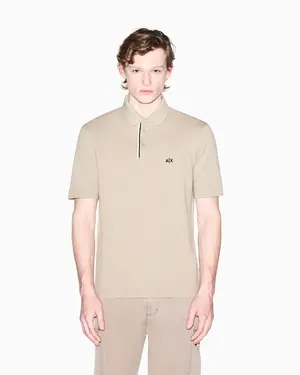 Armani Exchange Basic Cotton Piqué Polo - Beige