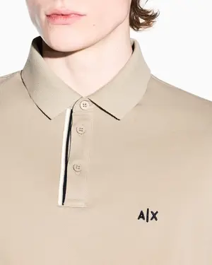 Armani Exchange Basic Cotton Piqué Polo - Beige