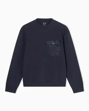 Armani Exchange Crew Neck Sweatshirt With Chest Pocket - Navy Blue