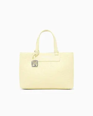 Armani Exchange Shopping Bag In Coated Fabric - Yellow