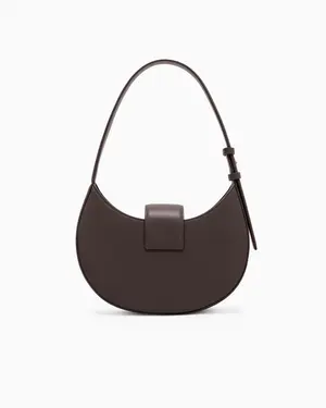 Armani Exchange Crescent Shoulder Bag With A Front Flap And Logo Buckle - Brown