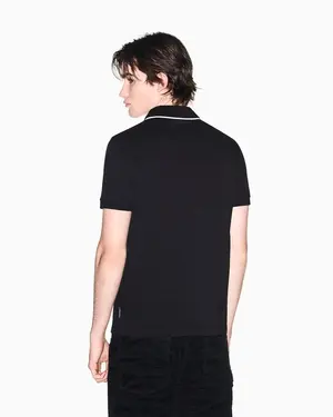 Armani Exchange Classic Polo Shirt In Breathable Cotton Piqu - Black