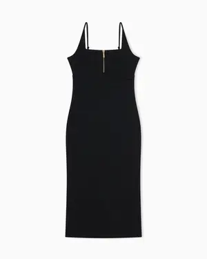 Armani Exchange Ottoman Midi Dress With Zip - Black