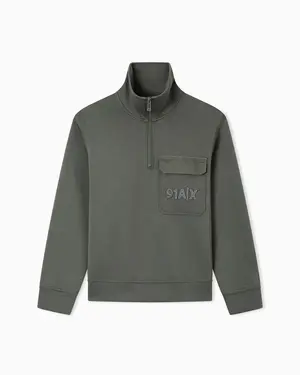 Armani Exchange Crewneck Sweatshirt In Bonded Stretch Cotton - Grey