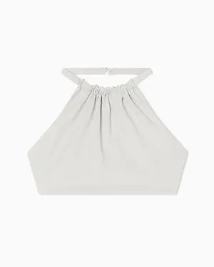 Armani Exchange Cropped Top In Scuba Fabric - Beige