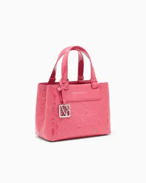 Armani Exchange Textured Shopper Tote Bag With Monogram - Pink