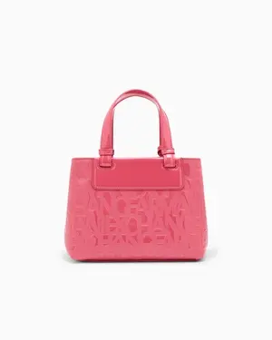 Armani Exchange Textured Shopper Tote Bag With Monogram - Pink