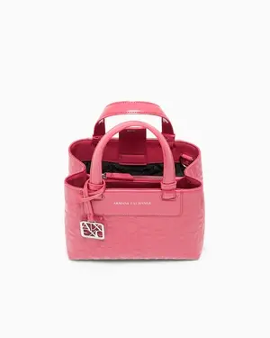 Armani Exchange Textured Shopper Tote Bag With Monogram - Pink