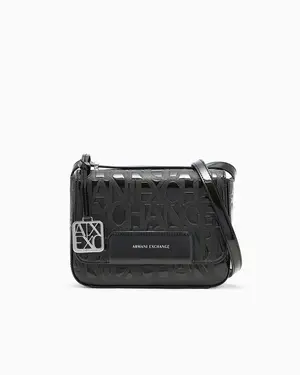 Armani Exchange Messenger Bag Crossbody In Coated Fabric Black