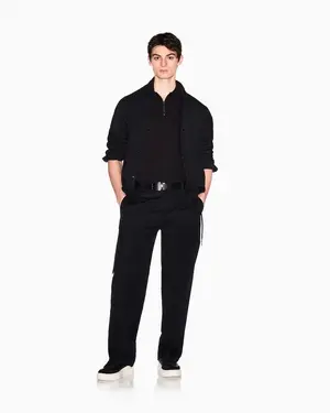 Armani Exchange Polo Shirt In Technical Fabric - Black