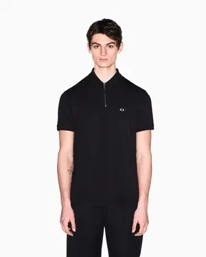 Armani Exchange Polo Shirt In Technical Fabric - Black