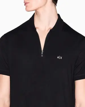 Armani Exchange Polo Shirt In Technical Fabric - Black
