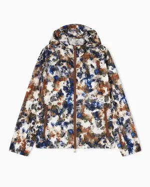 Armani Exchange Lightweight Windbreaker Made Of Technical Nylon - Patterned