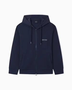 Armani Exchange Zip-up Cotton Sweatshirt - Navy Blue
