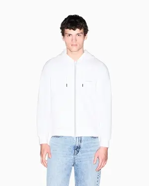 Armani Exchange Zip-up Cotton Sweatshirt - White