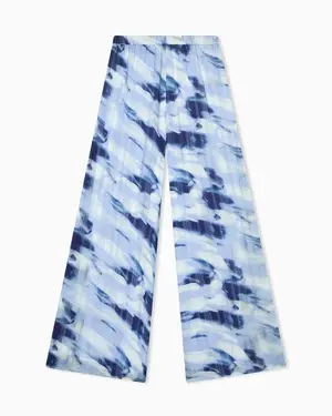 Armani Exchange Printed Striped Georgette Palazzo Pants