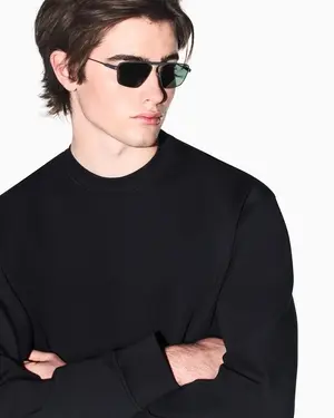 Armani Exchange Stretch Bonded Cotton Sweatshirt - Black