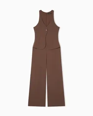 Armani Exchange Tracksuit With Vest And Wide-leg Trousers - Brown