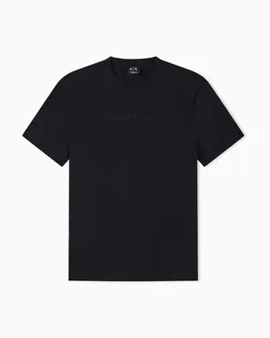 Armani Exchange Slim-fit T-shirt In Cotton Jersey With Tonal Embossed Logo - Black
