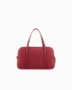 Armani Exchange Structured Top Handle Bag With Gold Tone Buckle Detail - Red