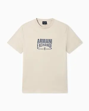 Armani Exchange Basic Slim Fit T-shirt In Cotton Jersey - Beige