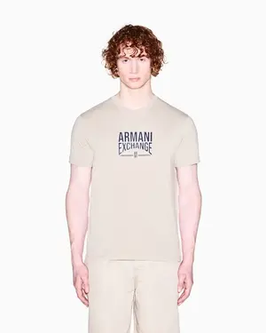 Armani Exchange Basic Slim Fit T-shirt In Cotton Jersey - Beige