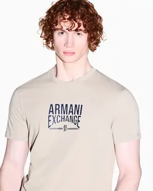 Armani Exchange Basic Slim Fit T-shirt In Cotton Jersey - Beige