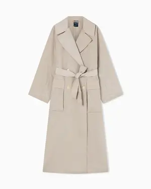 Armani Exchange Double-breasted Trench Coat With Belt - Beige