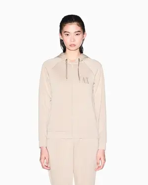 Armani Exchange Zip-up Fleece In Mixed Fabric - Beige