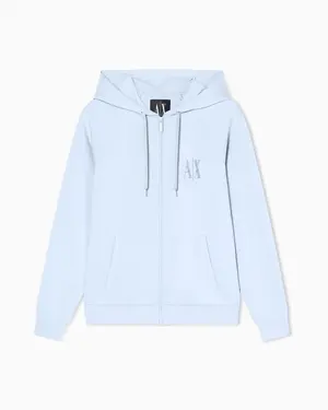 Armani Exchange Zip-up Fleece In Mixed Fabric - Light Blue
