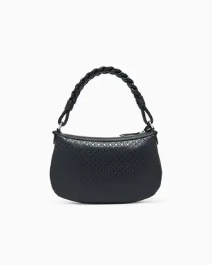 Armani Exchange Mini Shoulder Bag In Smooth Fabric - Black
