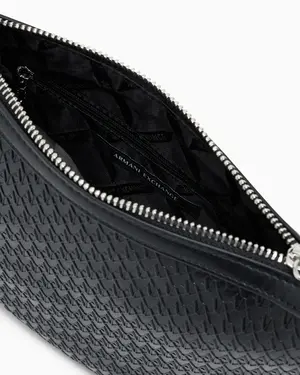 Armani Exchange Mini Shoulder Bag In Smooth Fabric - Black