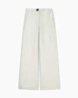 Armani Exchange Wide-leg Linen Twill Trousers - Beige