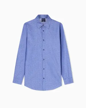 Armani Exchange Yarn-dyed Cotton Jacquard Shirt - Blue