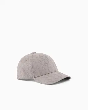 Armani Exchange Patterned Baseball Cap In Cotton Twill Essential - Grey