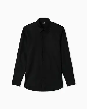 Armani Exchange Casual Shirt In Textured Cotton Jacquard - Black