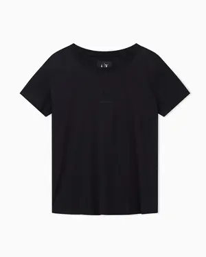 Armani Exchange Boyfriend Fit T-shirt In Cotton Jersey With A Logo Icon - Black