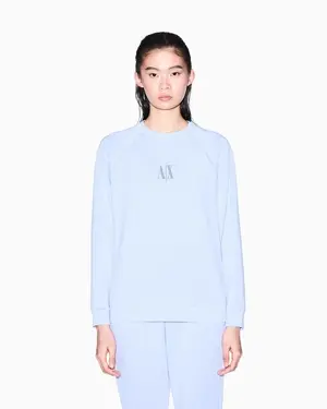Armani Exchange Crew Neck Sweatshirt In Viscose With Embossed Logo Icon